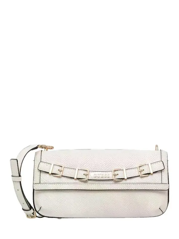Guess Shoulder Bag With Snake-effect Buckle Detail - Neutrals