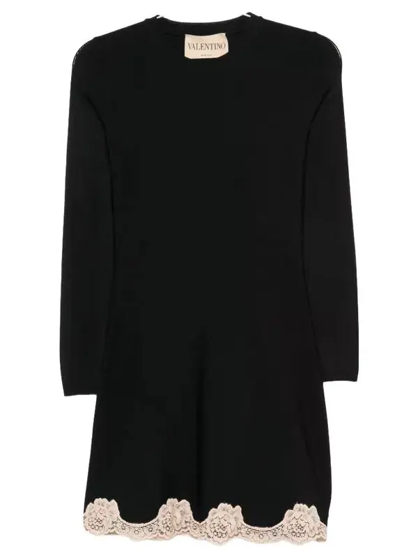 Valentino Garavani Lace Trim Mini Dress - Black