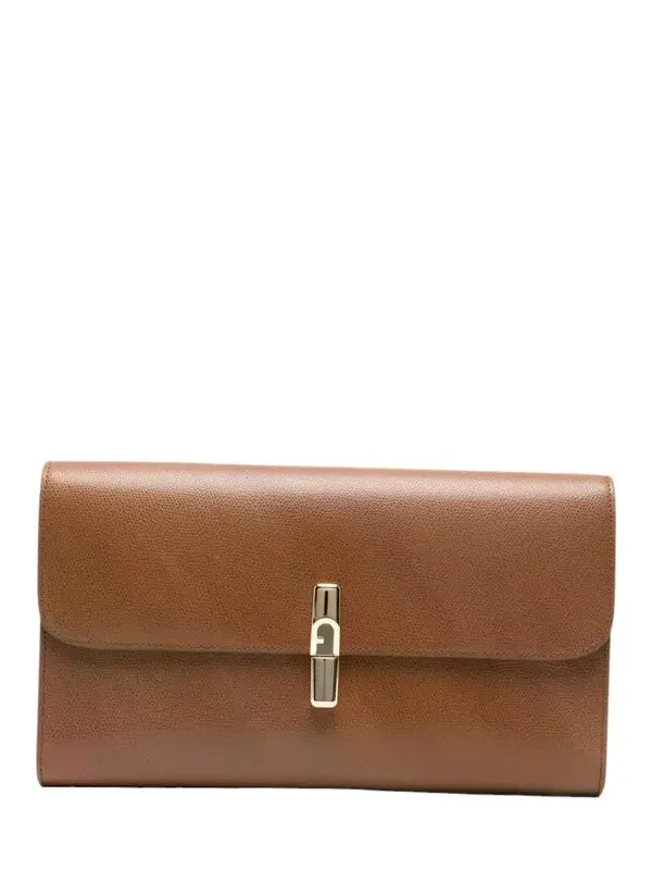 Furla Grainy Leather Clutch Bag - Brown