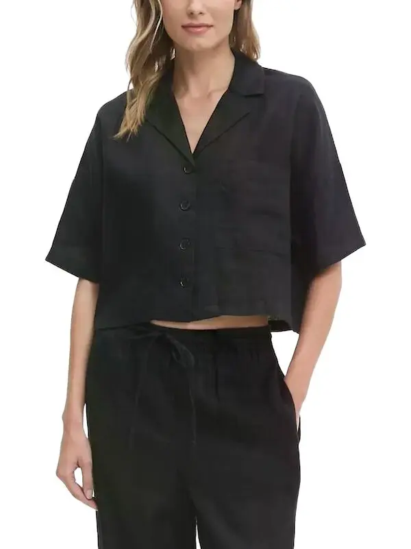 Dkny Convertible Collar Shirt - Black