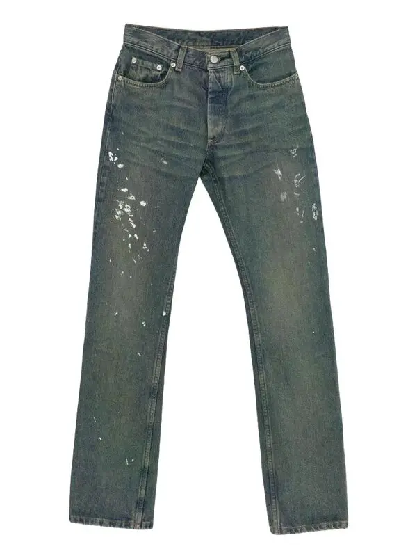 Helmut Lang 2000s Paint-splatter Straight Leg Jeans - Blue