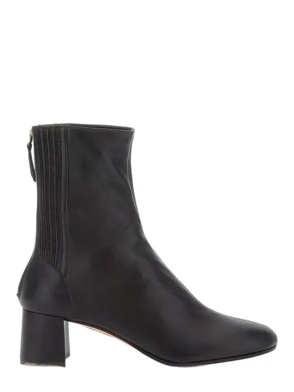AQUAZZURA Rear-zip Ribbed-panel Ankle Boots - Brown