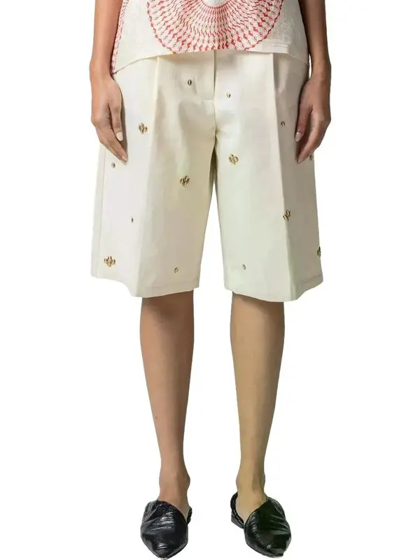MULLER OF YOSHIOKUBO Embellished Pleated Shorts - Neutrals