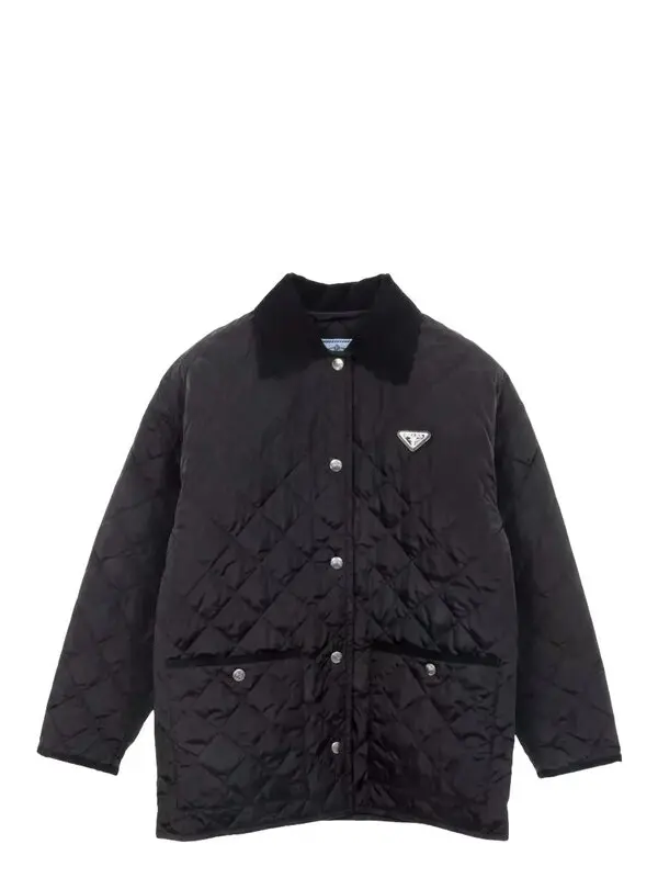 Prada Quilted Jacket With Corduroy Collar - Black