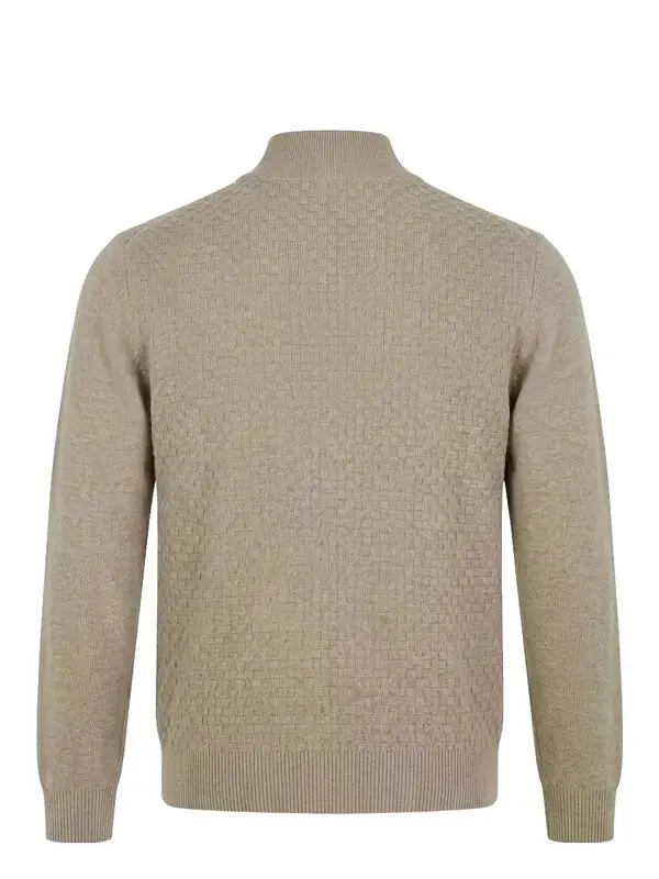 TOMBOLINI Beige Basket-weave Zip-up Cardigan - Neutrals