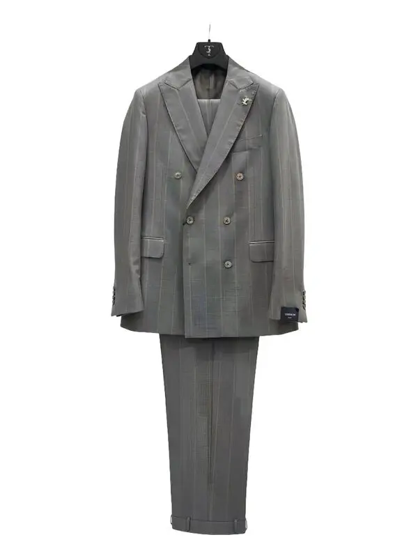 TOMBOLINI Double-breasted Pinstriped Suit - Grey