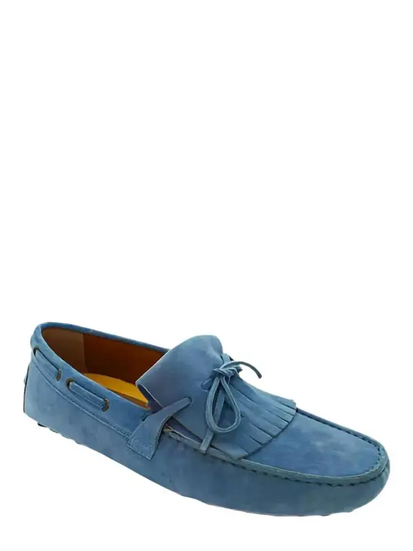 DOUCAL'S Suede Fringed Lace-up Loafers - Blue