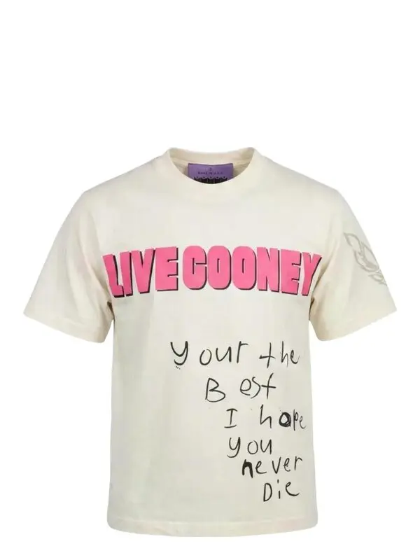 B WOOD Puff-print Graphic T-shirt - Neutrals
