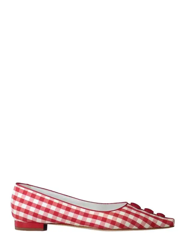 Manolo Blahnik Alexa Gingham Ballet Flats - Red