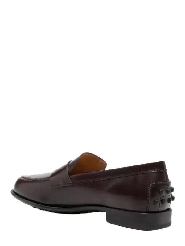 TOD'S Leather Loafers With Rubber Sole - Brown
