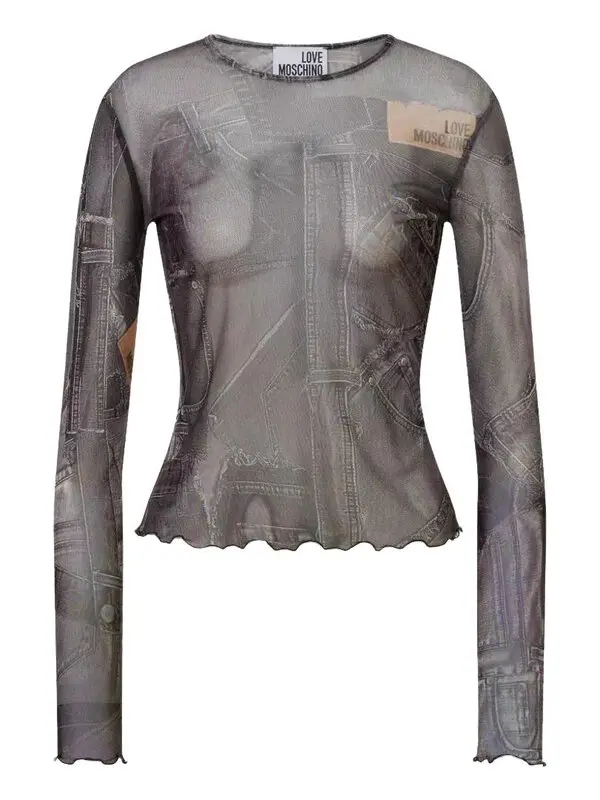 Moschino Printed Mesh T-shirt - Grey
