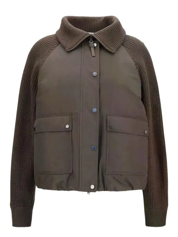 Brunello Cucinelli Padded Ribbed-knit Jacket - Brown