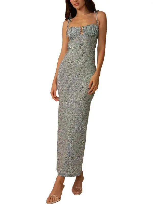 MONTCE Floral-print Petal Maxi Dress - Blue