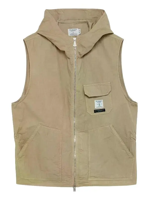 ROY ROGER'S Hooded Zip-fastening Vest - Neutrals