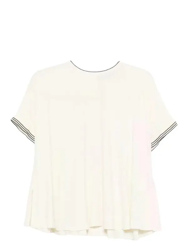 Fabiana Filippi Short-sleeve Top With Striped Trim - Neutrals