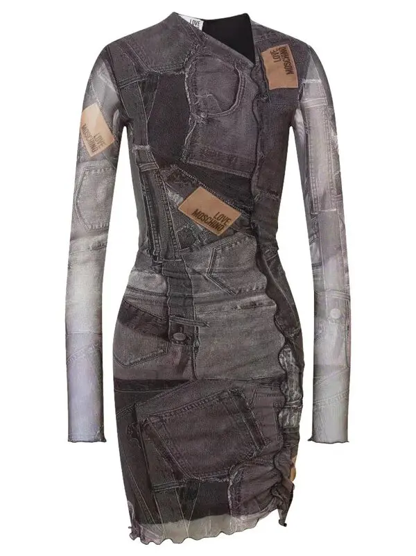 Moschino Printed Mesh Dress - Grey