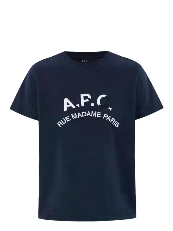 A.p.c. Logo Embroidered Cotton T-shirt - Blue