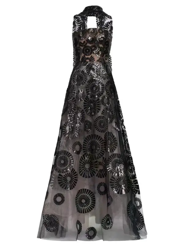 Elie Saab Sequin-embroidered Maxi Gown - Black