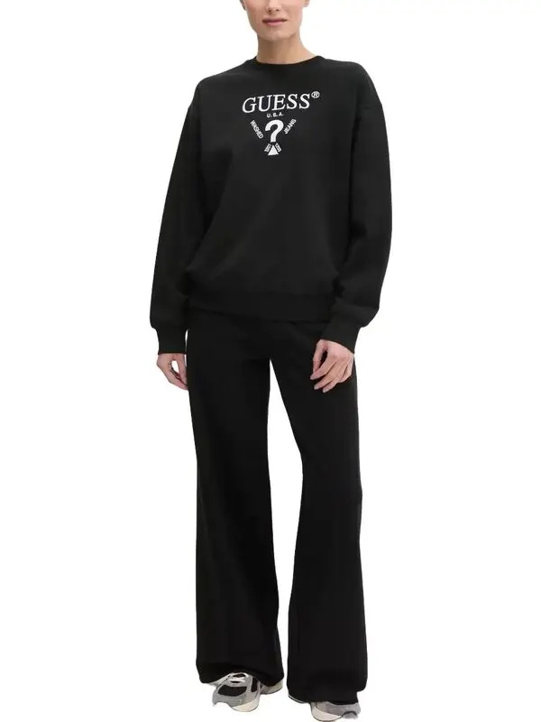 Guess Logo Embroidered Crewneck Sweatshirt - Black