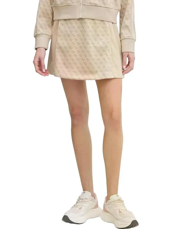 Guess Monogram Print Panelled Mini Skirt - Neutrals