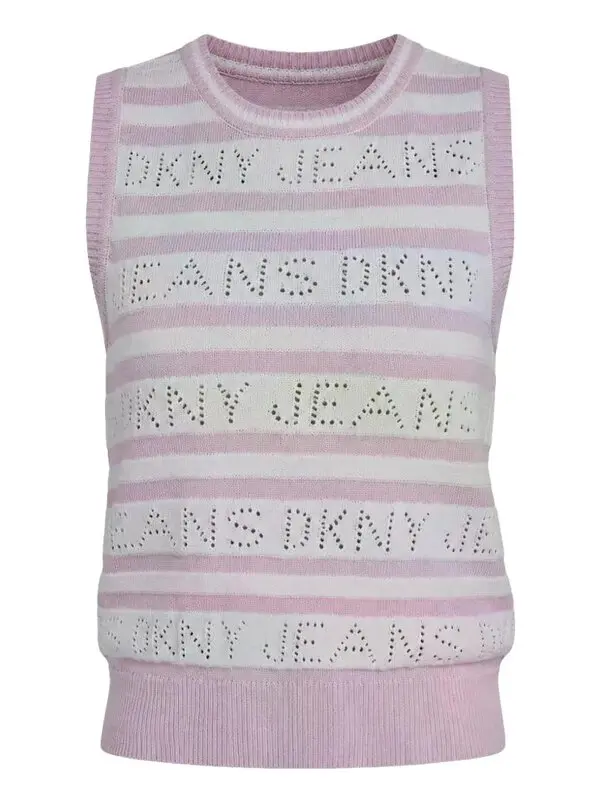 Dkny Striped Pointelle-knit Top - Pink