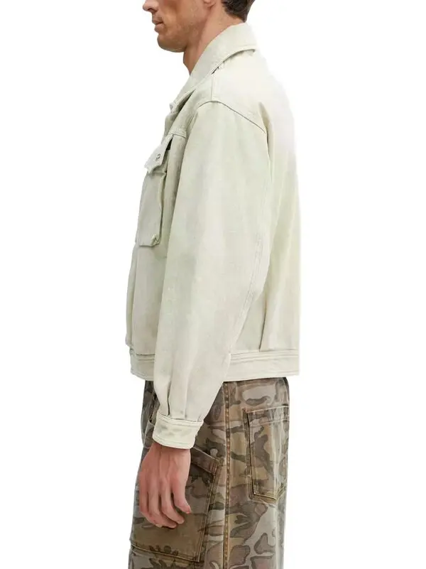 Filling Pieces Logo Plaque Acid Wash Jacket - Grey