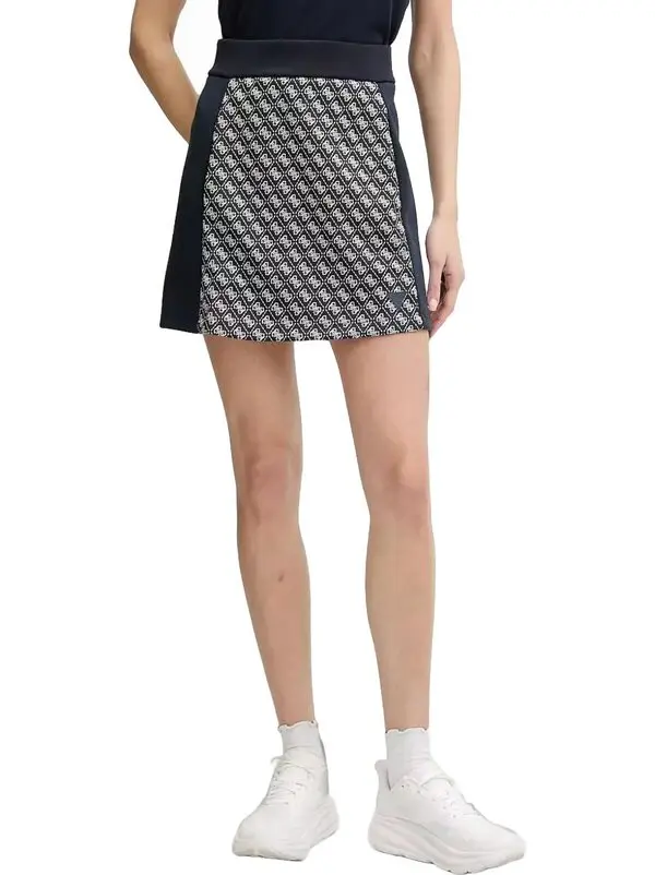 Guess Monogram Print Panelled Mini Skirt - Blue