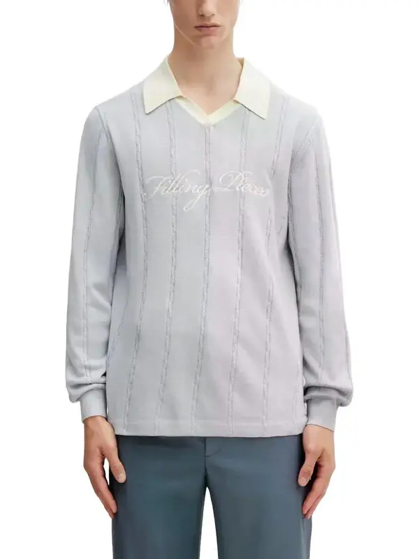 Filling Pieces Cable Knit Embroidered Sweatshirt - Blue