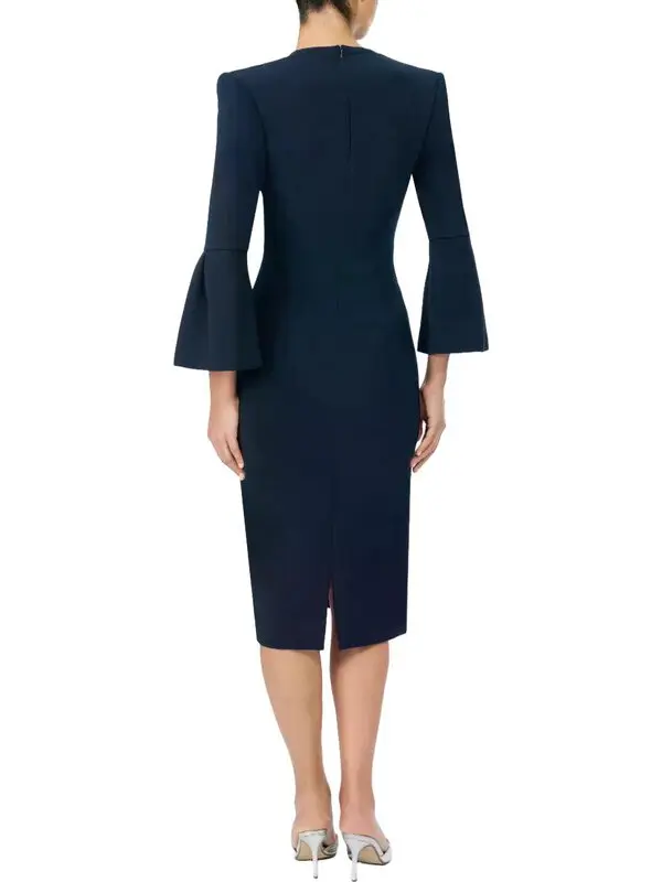 Jenny Packham Debut Bow-embellished Bell-sleeve Dress - Blue