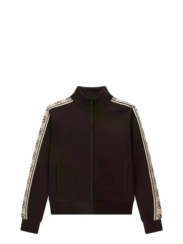 Guess Logo Tape Zip-up Sweater - Brown