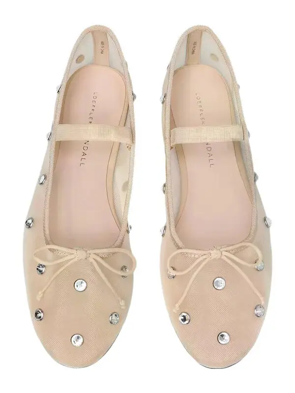 LOEFFLER RANDALL Leonie Crystal-embellished Ballet Flats - Neutrals