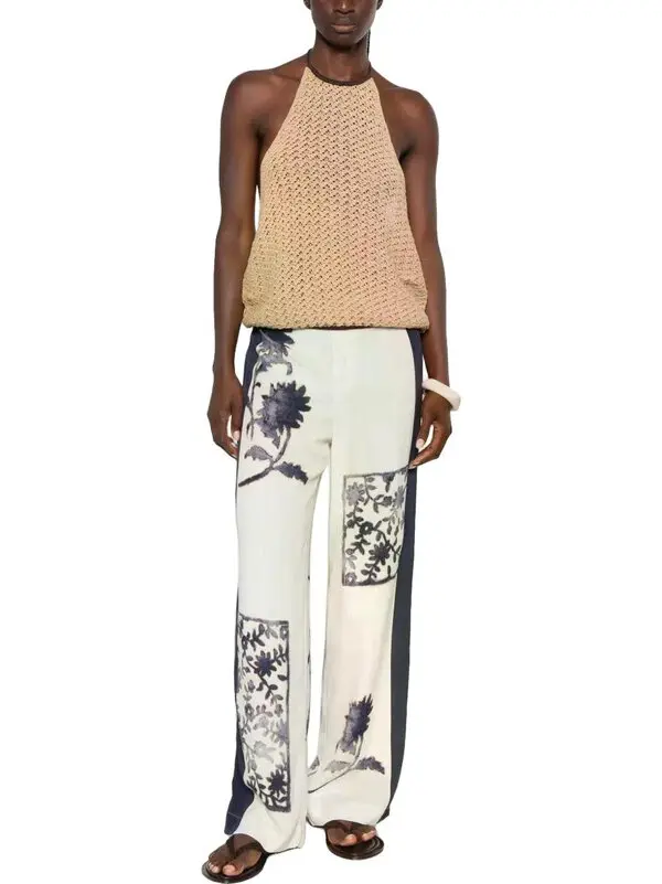 SIR. Crochet Halterneck Top - Neutrals