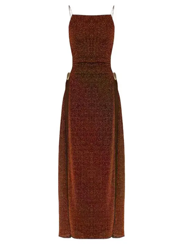 Oseree Shell-embellished Maxi Dress - Brown