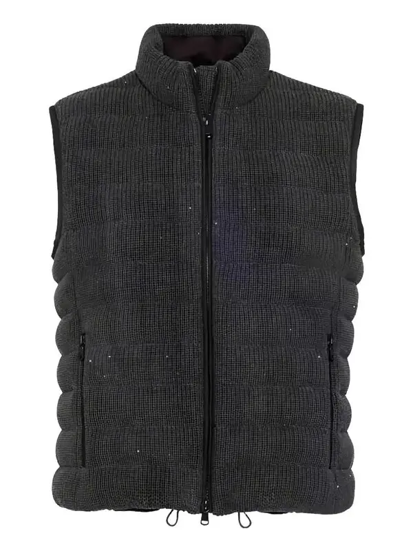 Brunello Cucinelli Quilted Ribbed-knit Gilet - Grey