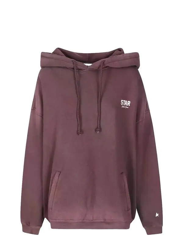 GOLDEN GOOSE Distressed Logo Hoodie - Brown