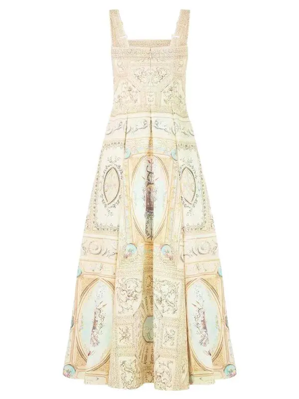 Camilla X The Met" Graphic Print Midi Dress - Neutrals