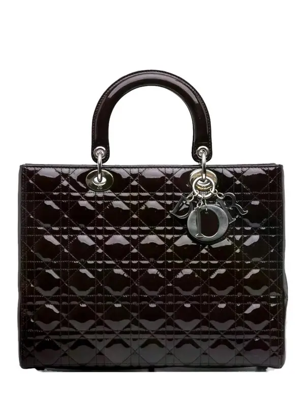 Dior Large Patent Cannage Lady Satchel - Red
