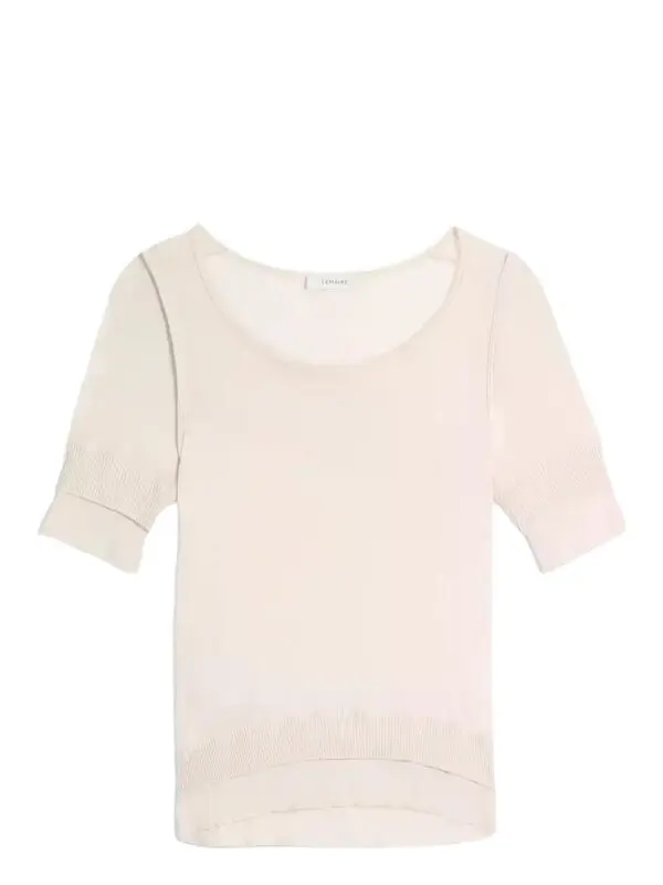 LEMAIRE Ribbed Knit Short Sleeve Top - Neutrals