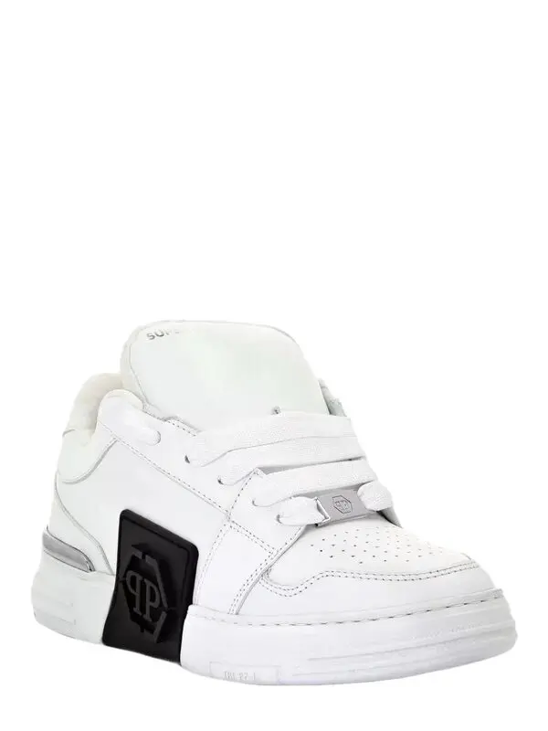 Philipp Plein Perforated Logo Plaque Sneakers - White