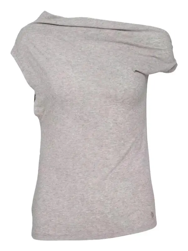 GLOWNY Tilt Draped Asymmetric T-shirt - Grey