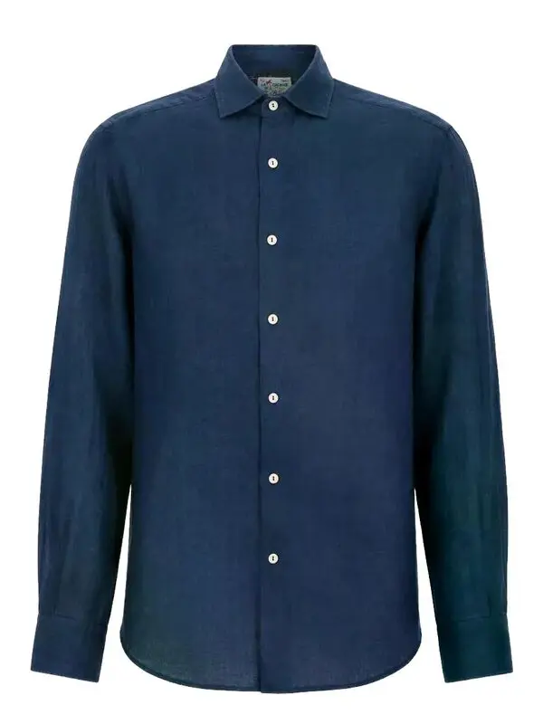 MC2 SAINT BARTH Long-sleeved Linen Shirt - Blue