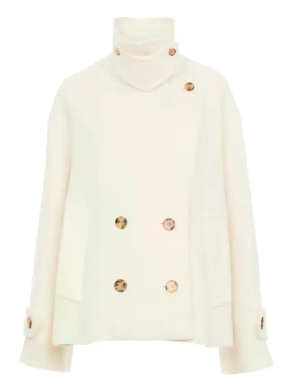 Chloé Double-breasted High-neck Coat - Neutrals