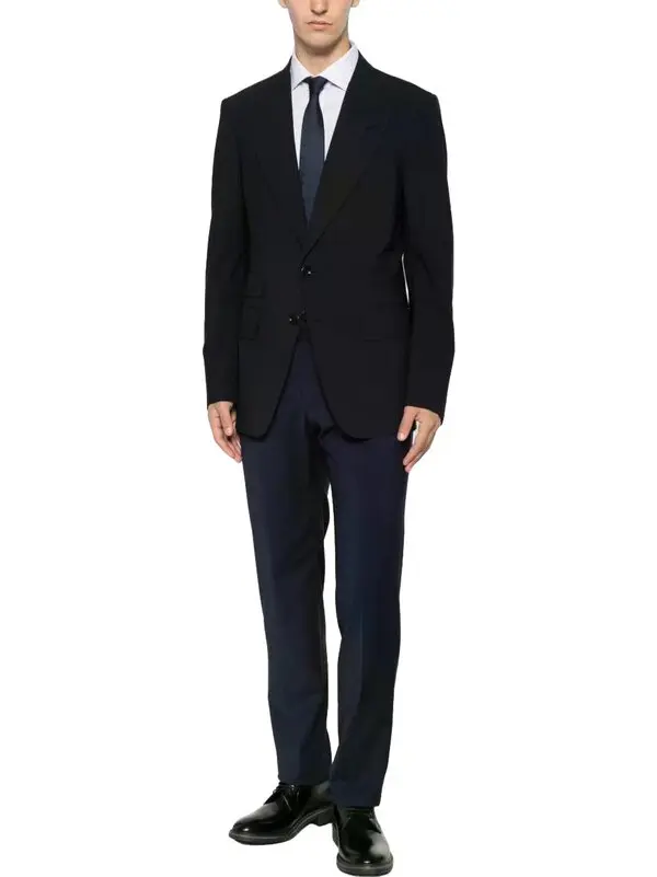 VELA SHOP Navy Pressed Crease Tailored Trousers - Blue