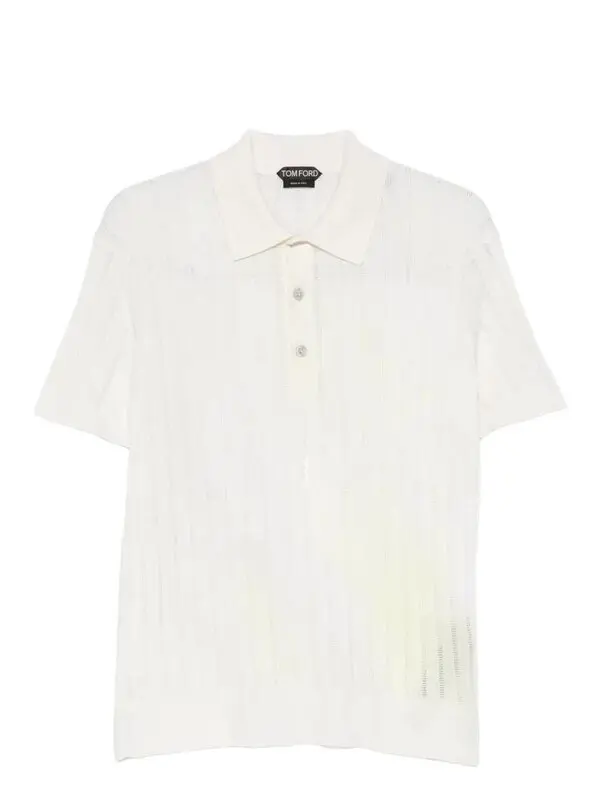 TOM FORD Ribbed-knit Short-sleeve Polo Shirt - Neutrals