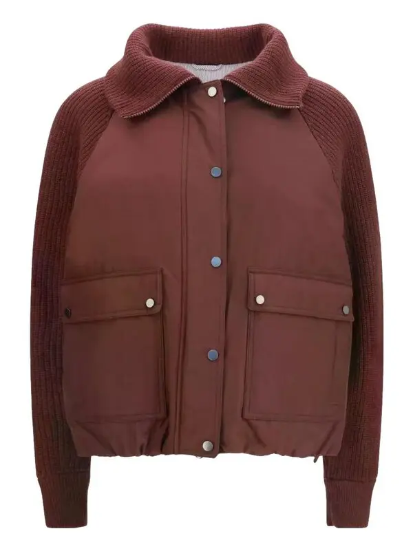 Brunello Cucinelli Padded Knitted-sleeve Jacket - Red