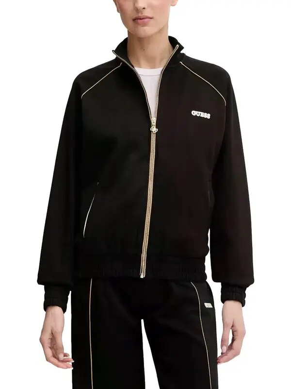 Guess Logo-patch Zip-up Track Jacket - Black