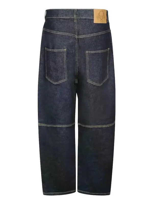 Moschino Heart-motif Frayed Wide-leg Jeans - Blue