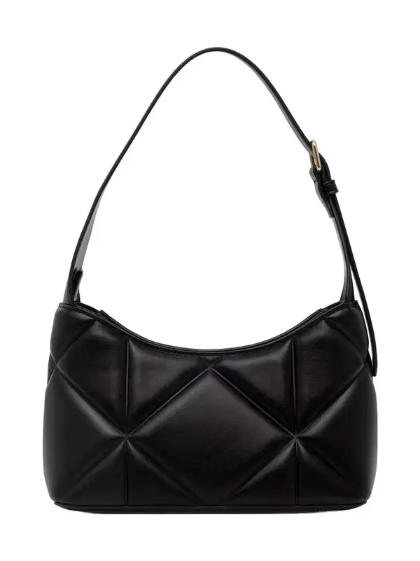 Moschino Diamond Quilted Tote Bag With Gold-tone Logo Plaque - Black