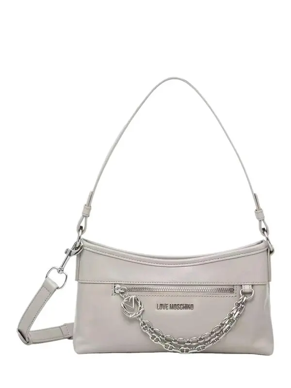 Moschino Logo Lettering Chain Detail Shoulder Bag - Grey
