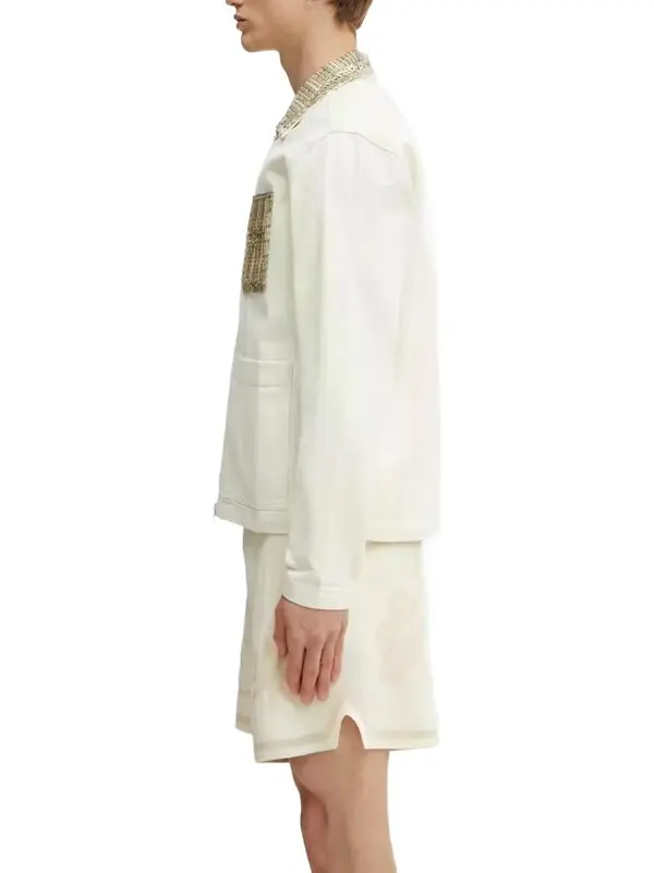 Filling Pieces Woven-detail Zip-up Jacket - Neutrals